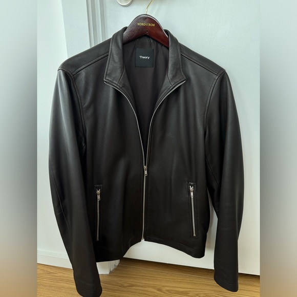 Theory | Jackets & Coats | Theory Dark Brown Morvek Leather Jacket ...